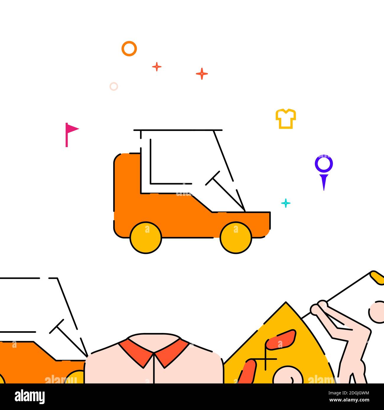 Golf cart, club car filled line icon, simple illustration Stock Vector ...