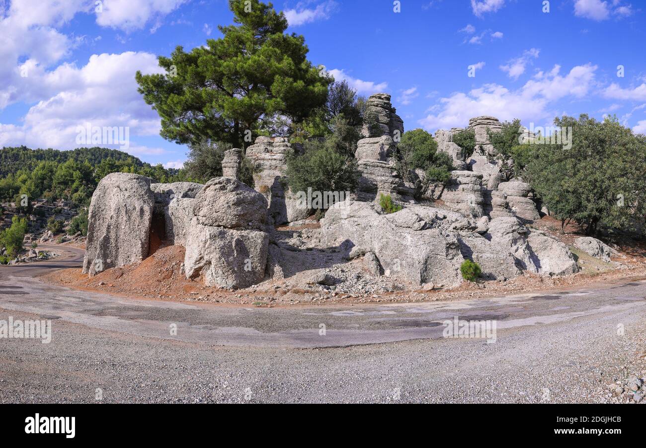 Adam Kayalar, which means the “Man Rocks” in Ancient city of Selge at ...