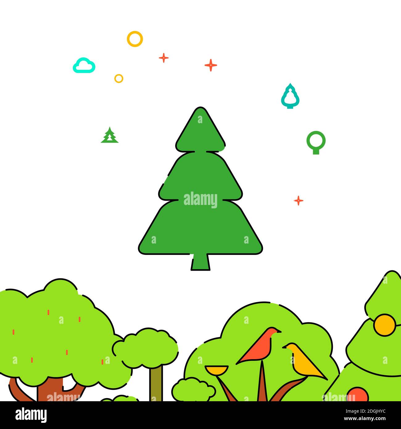 Conifer tree filled line icon, simple illustration Stock Vector Image ...