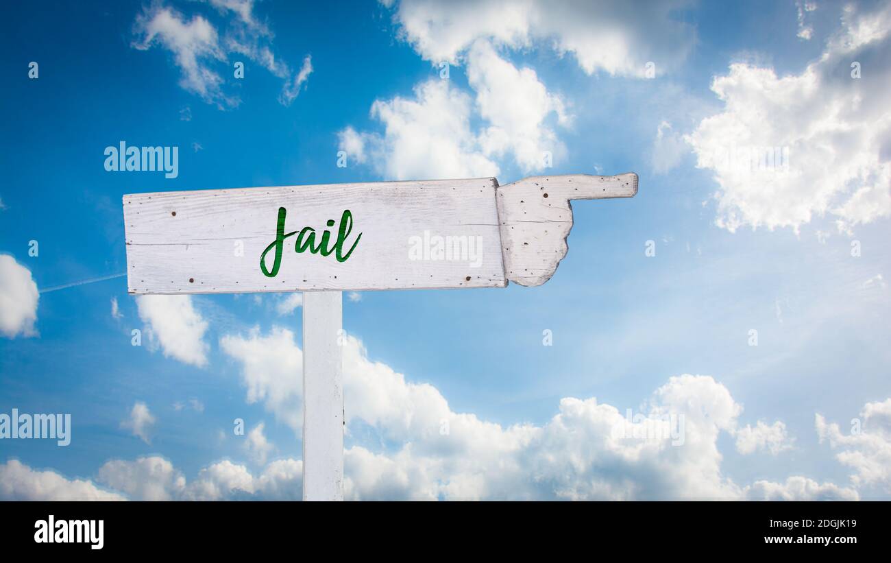 Street Sign to Jail Stock Photo - Alamy