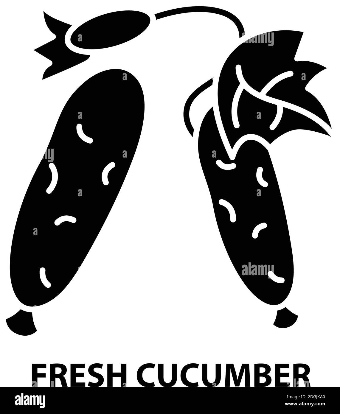 fresh cucumber icon, black vector sign with editable strokes, concept ...