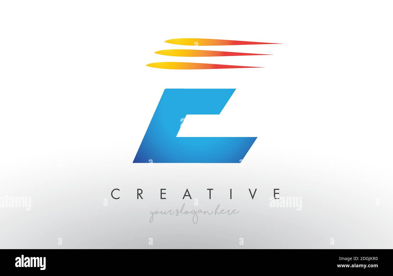 Creative Corporate E Letter Logo Icon Design With Blue and Yellow ...