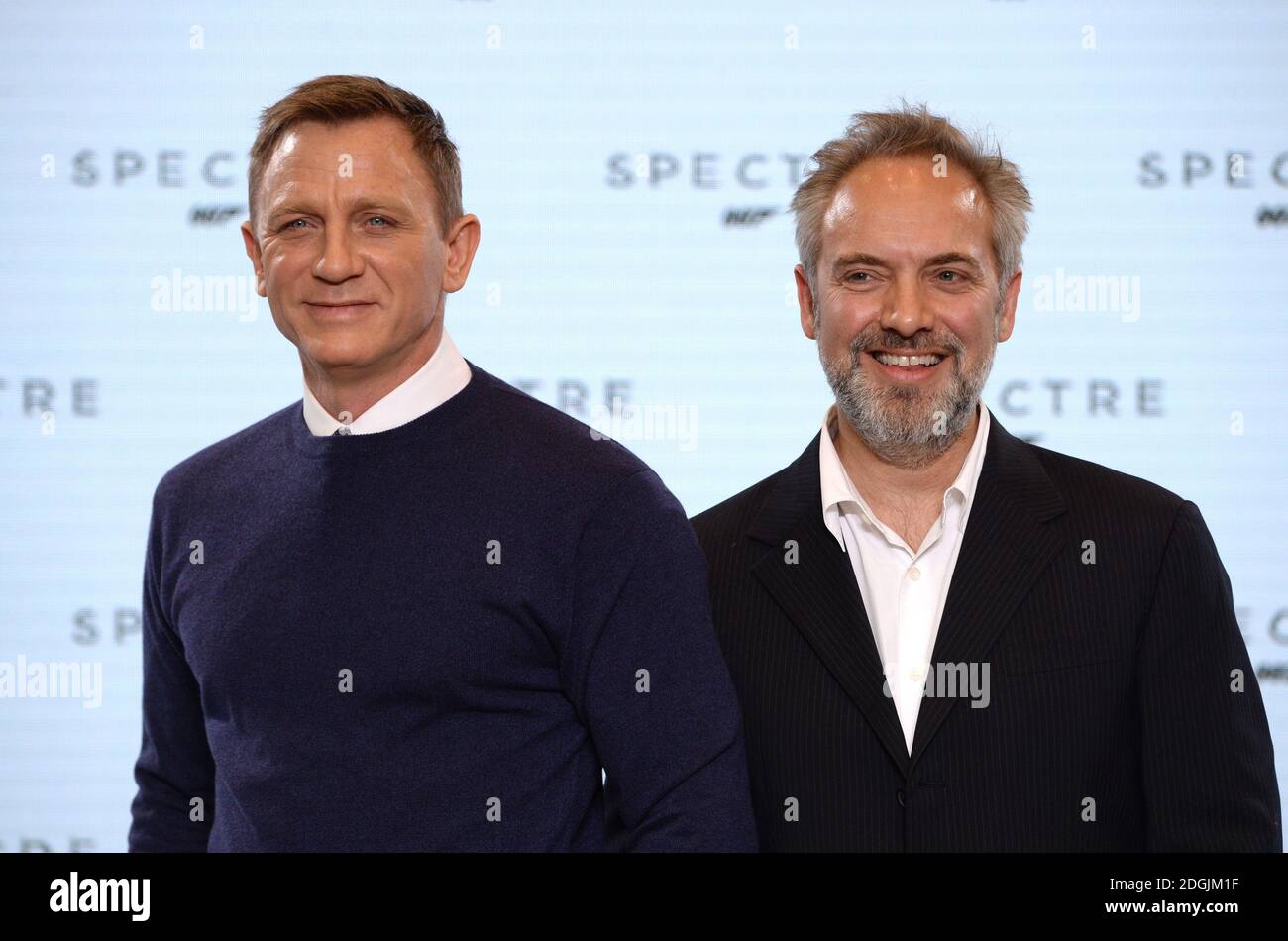 Daniel Craig and Sam Mendes attend the BOND 24 live announcement to ...