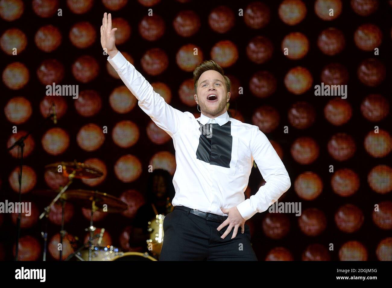 EXCLUSIVE Olly Murs live on stage during the Capital FM Jingle Bell Ball 2014 held at The O2 ...