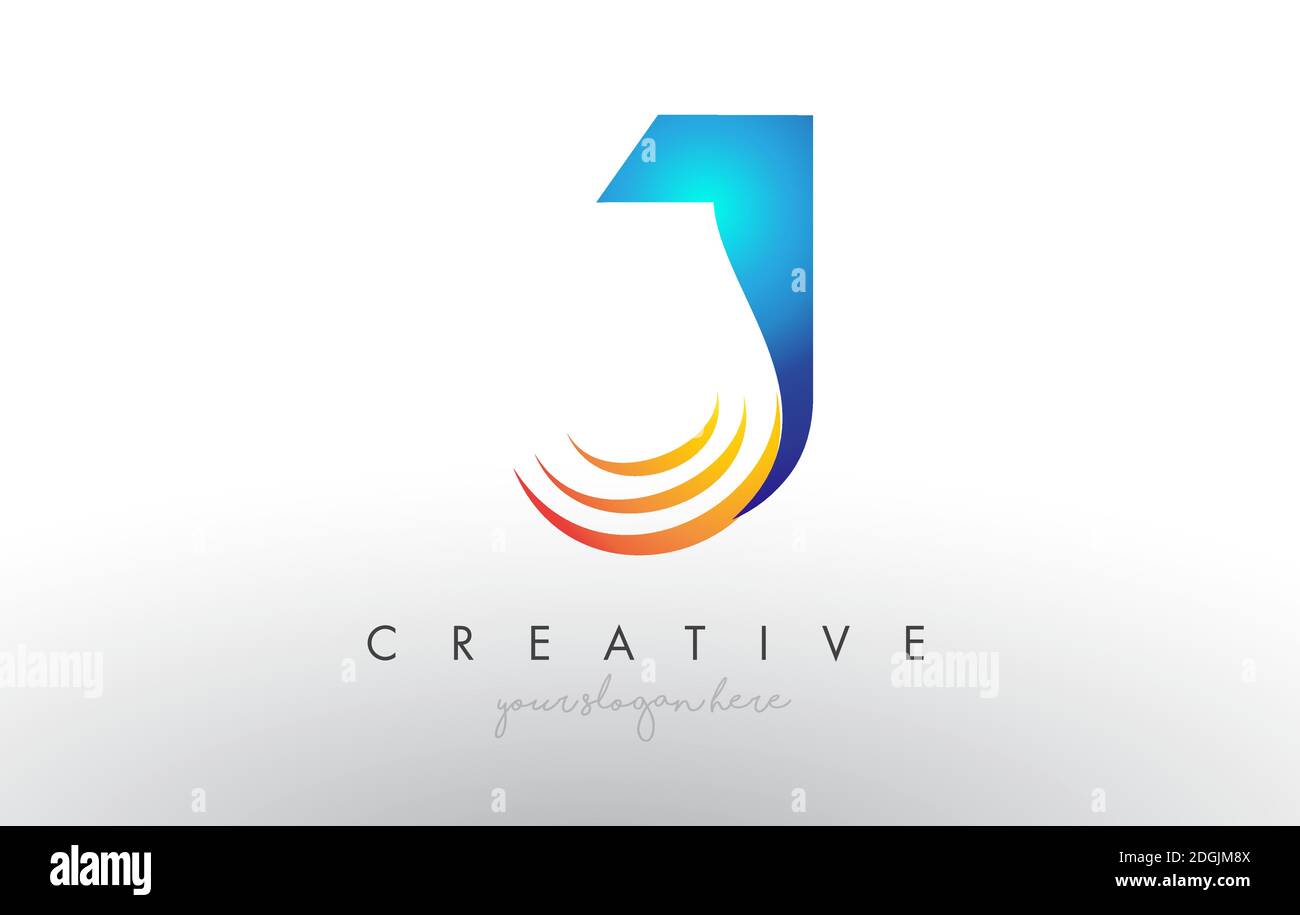 Creative Corporate J Letter Logo Icon Design With Blue and Yellow ...