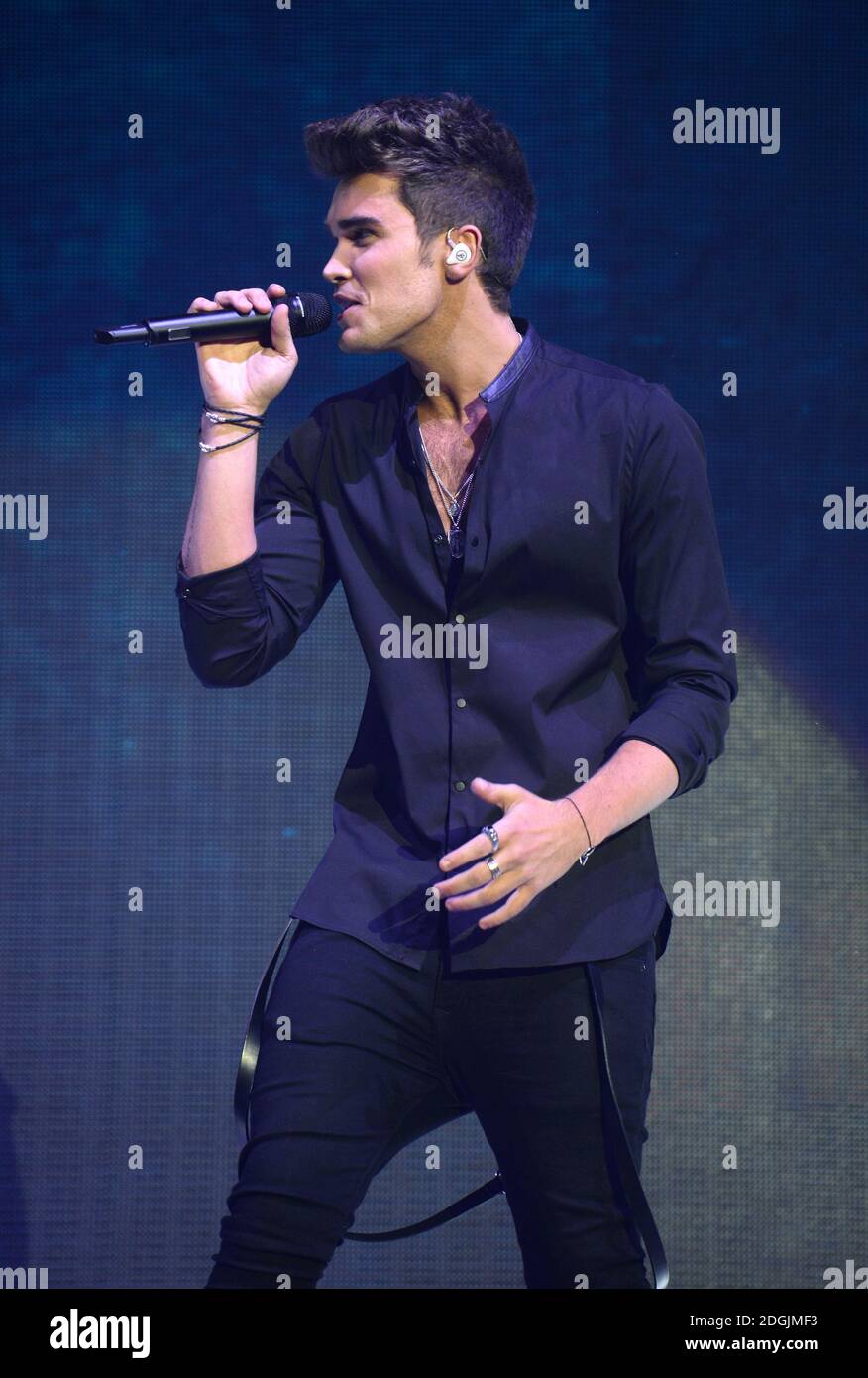 EXCLUSIVE Josh Cuthbert of Union J live on stage during the Capital FM ...