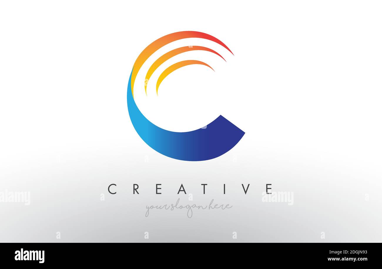 Yellow And Blue Letter C Logo