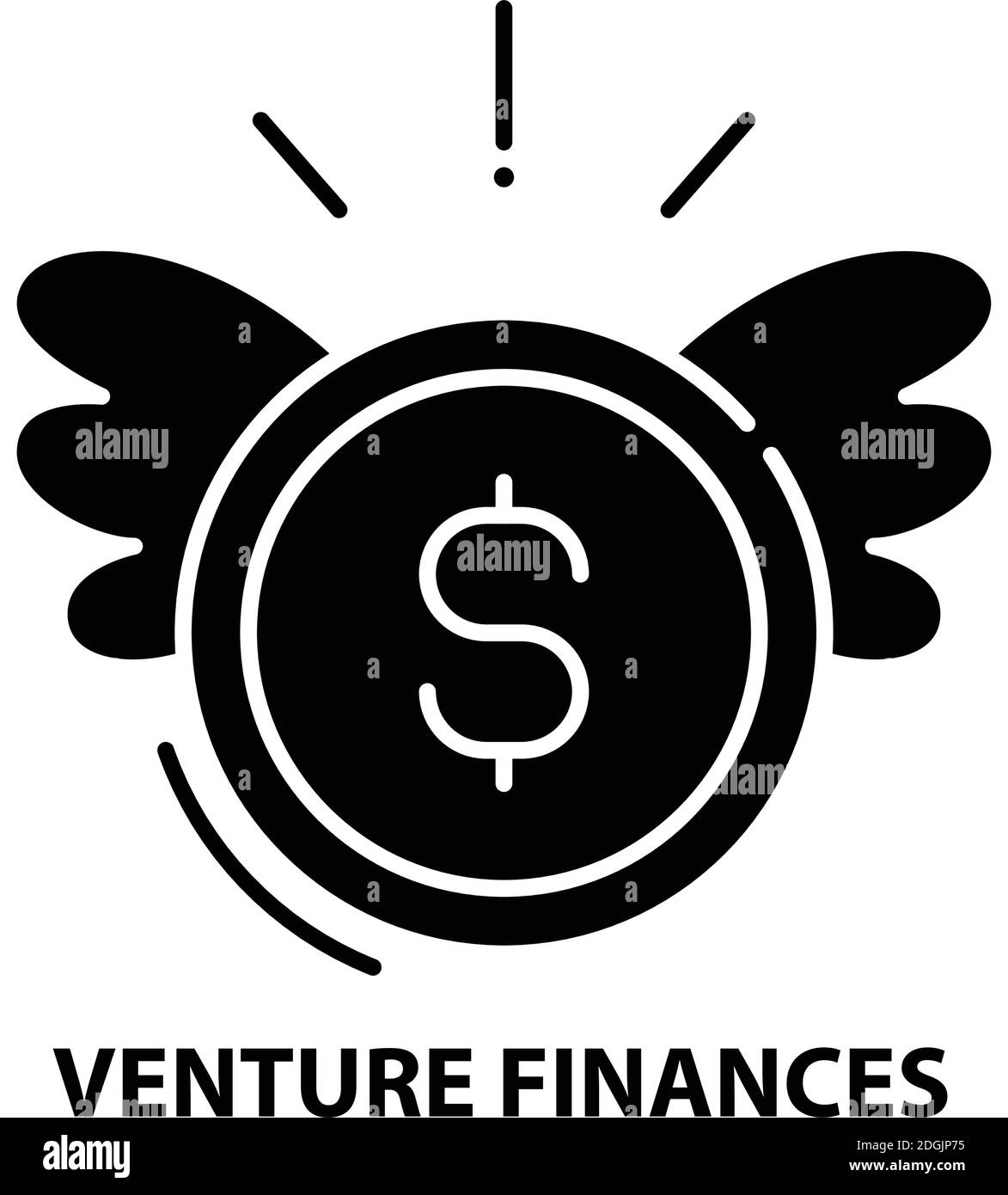 venture finances icon, black vector sign with editable strokes, concept ...