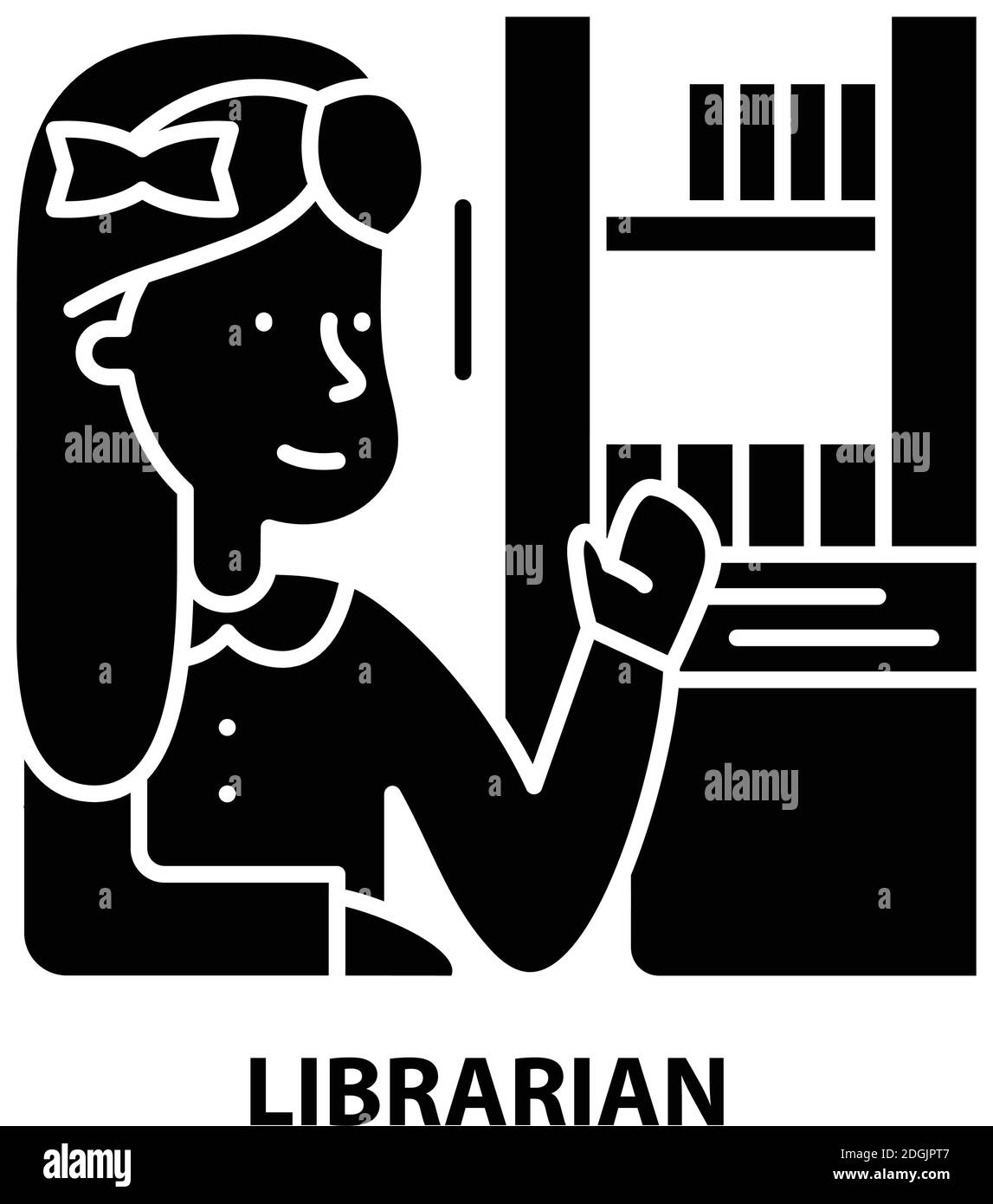 librarian icon, black vector sign with editable strokes, concept ...