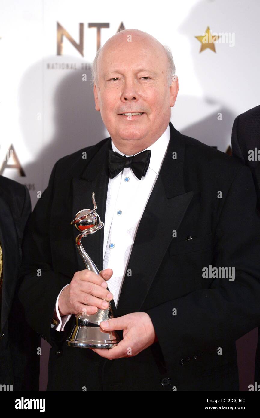 Julian Fellows with the Award for Best Drama Series (Downton Abbey) in ...