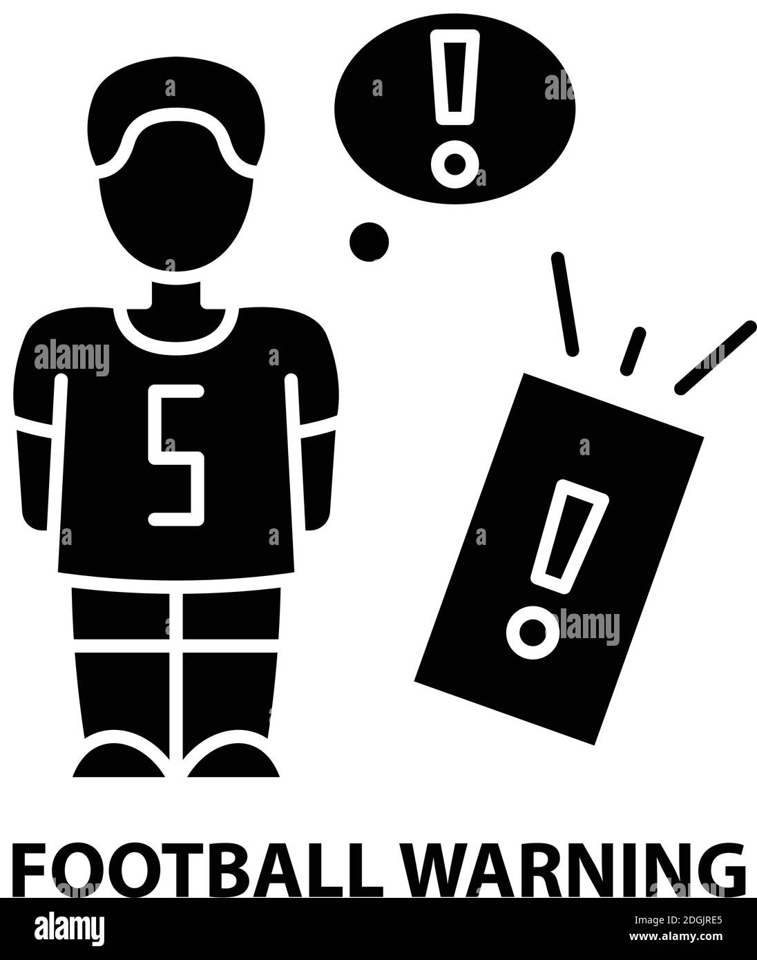 football warning icon, black vector sign with editable strokes, concept ...