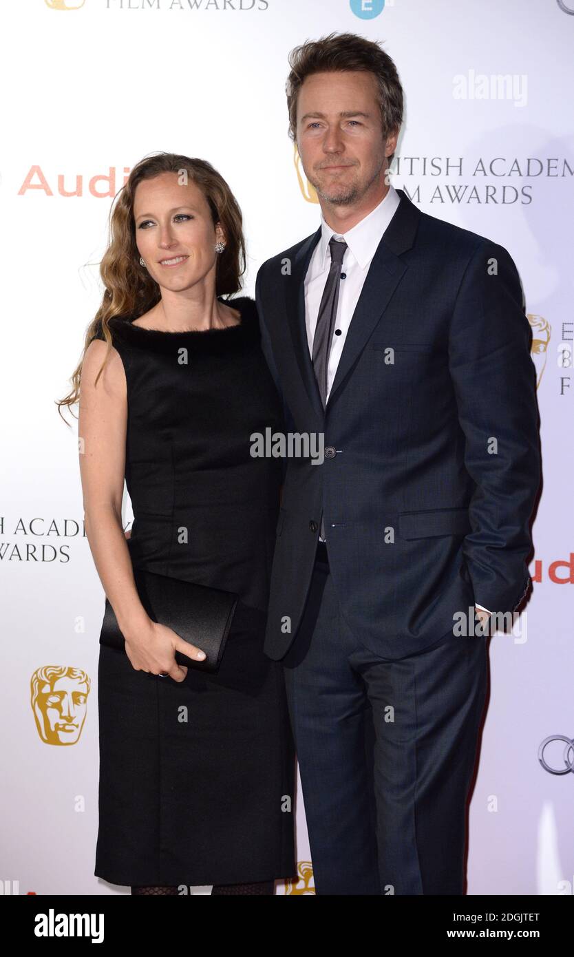 Shauna Robertson and Edward Norton attending the EE BAFTA Nominees ...