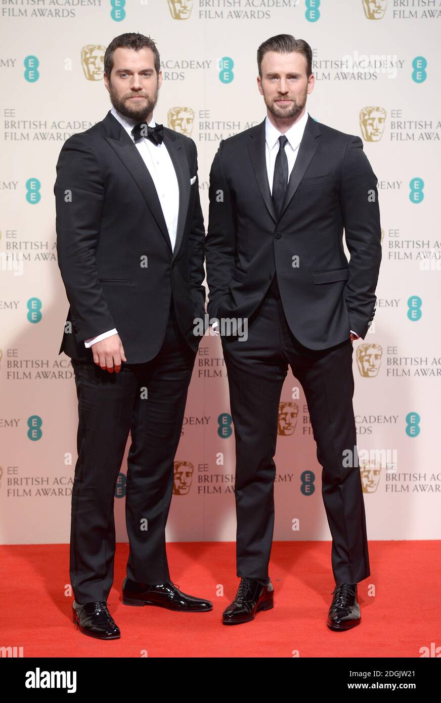Henry Cavill and Chris Evans in the Press Room at the EE British ...