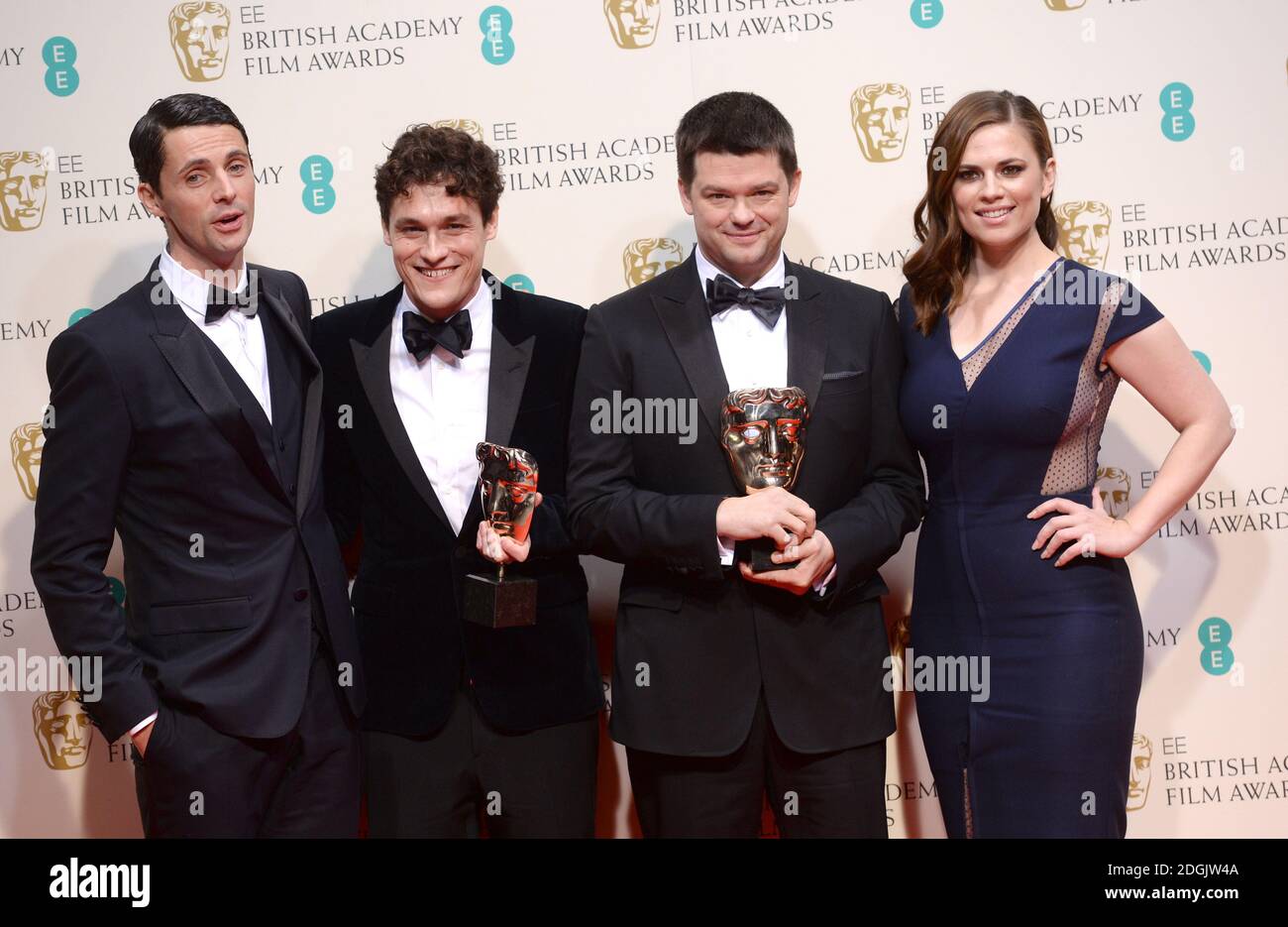 Matthew Goode and Hayley Atwell pose Phil Lord and Christopher Miller ...