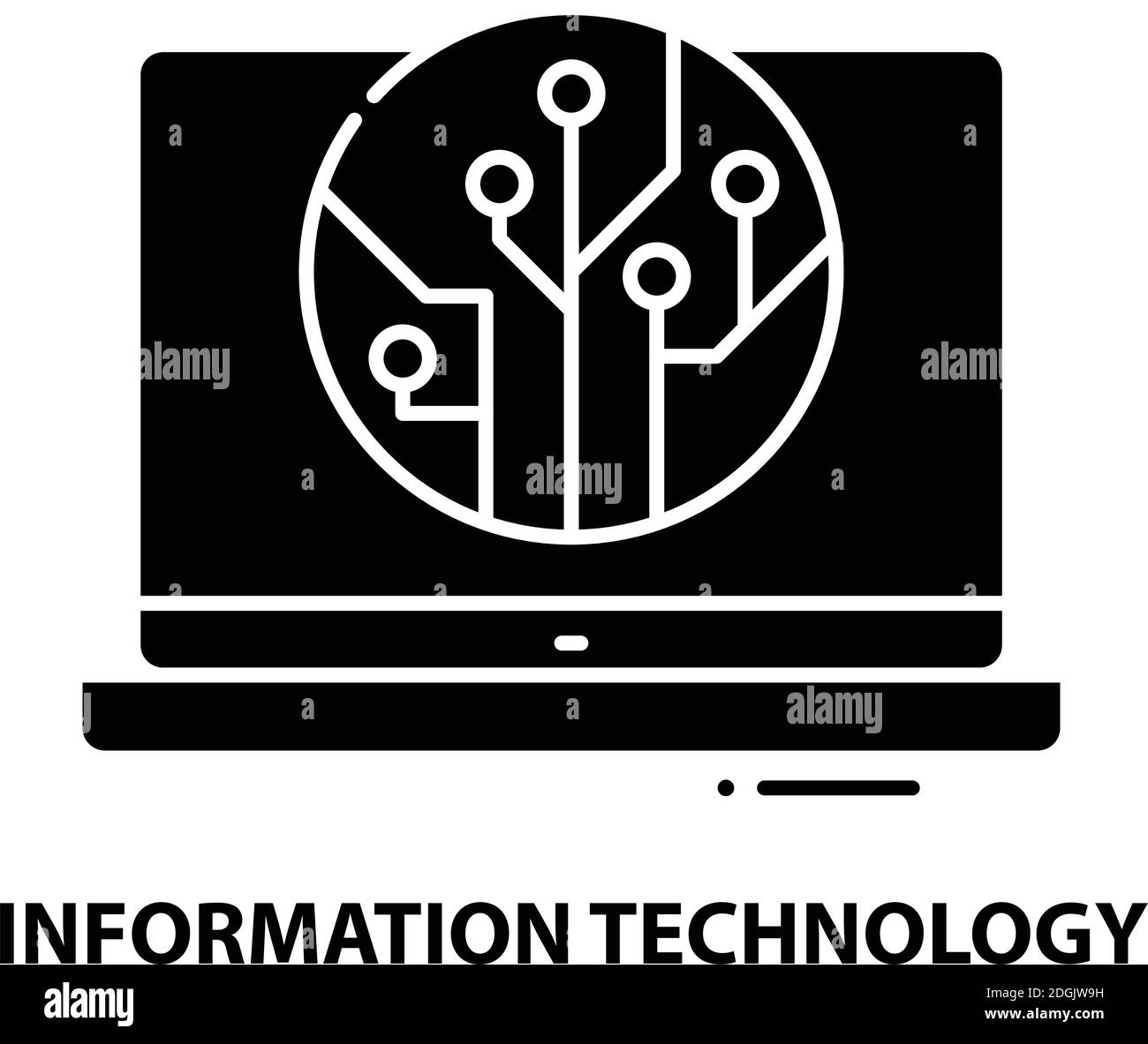 information technology icon, black vector sign with editable strokes ...