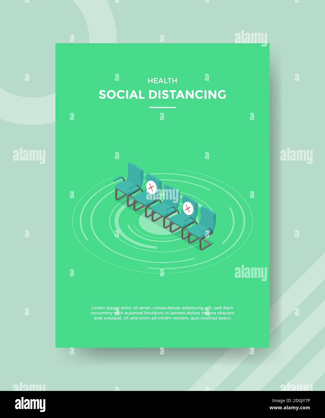 health social distancing row chairs with cross sign for template flyer ...