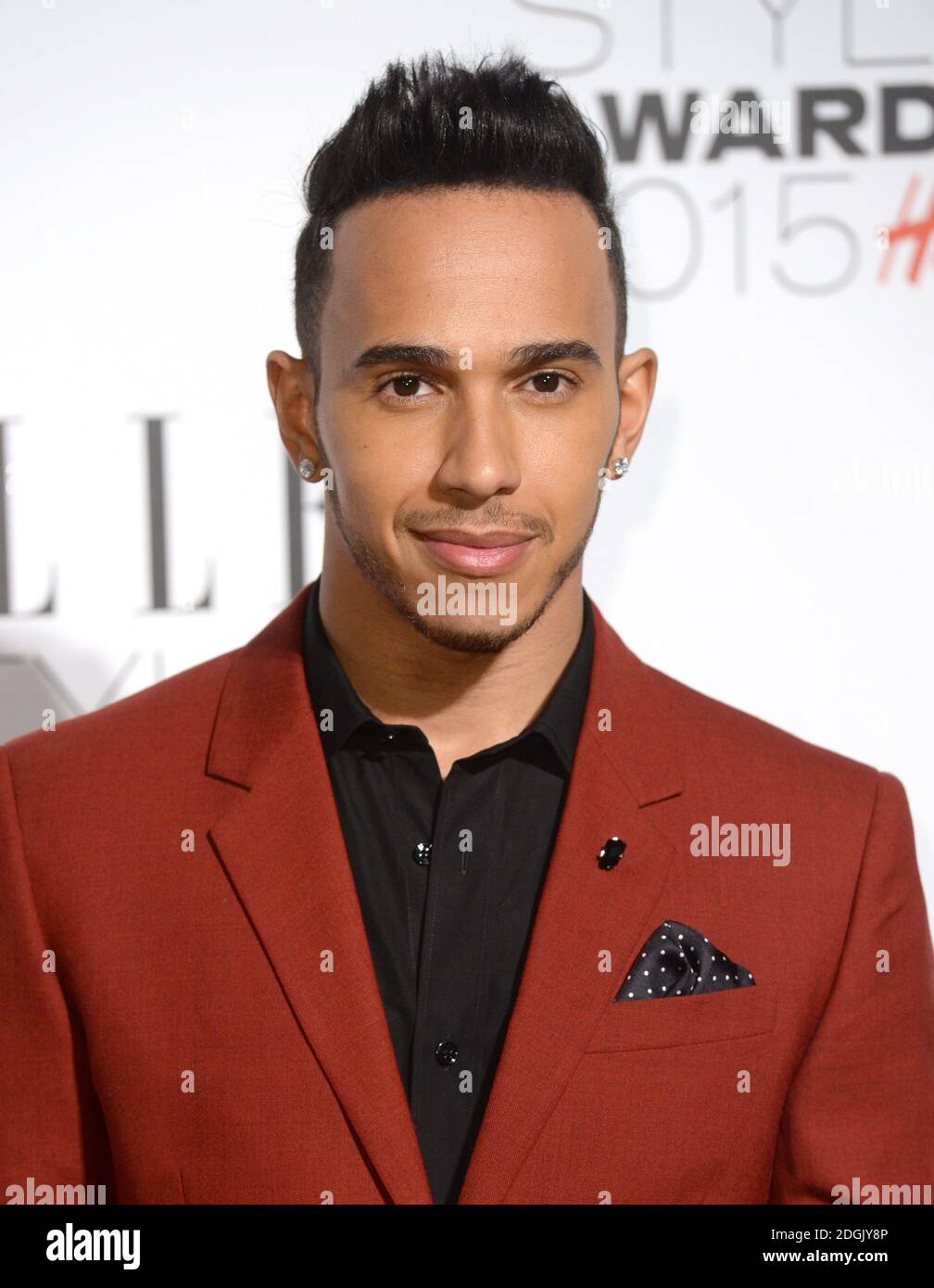 Lewis hamilton arriving elle style awards 2015 sky garden hi-res stock ...