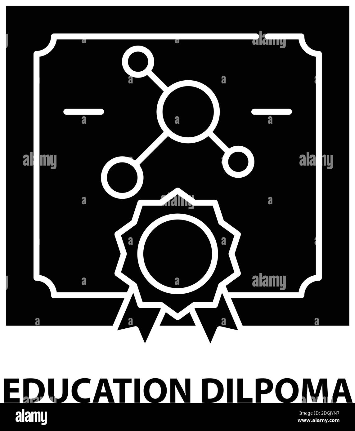 education dilpoma icon, black vector sign with editable strokes ...