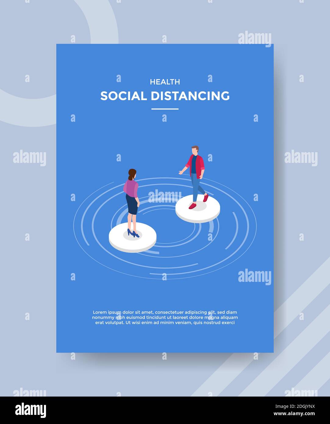 health social distancing men and women standing keep distance for ...