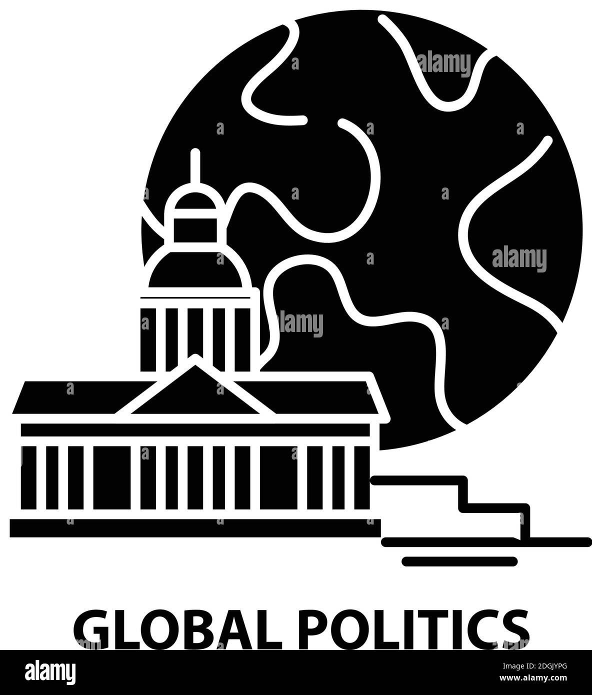 global politics icon, black vector sign with editable strokes, concept ...