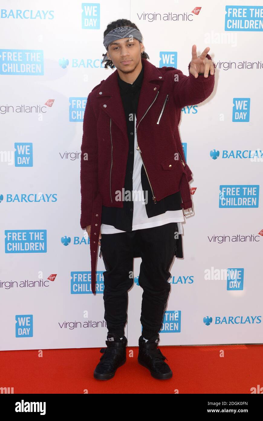 Bluey Robinson arriving at WE Day 2015, the SSE Arena, Wembley, London ...