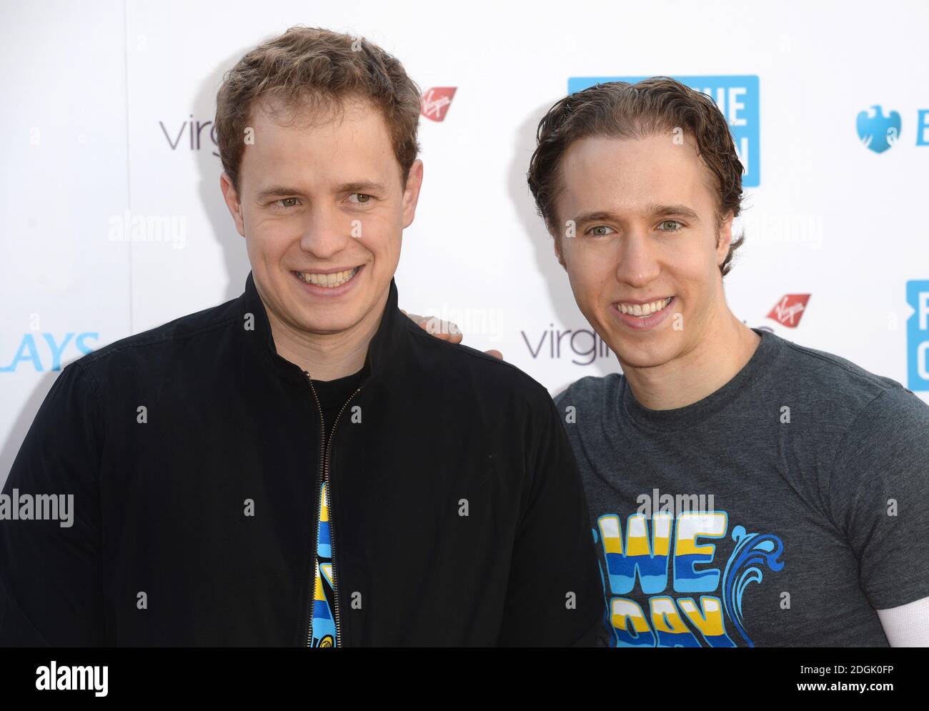 Craig and Marc Kielburger arriving at WE Day 2015, the SSE Arena ...