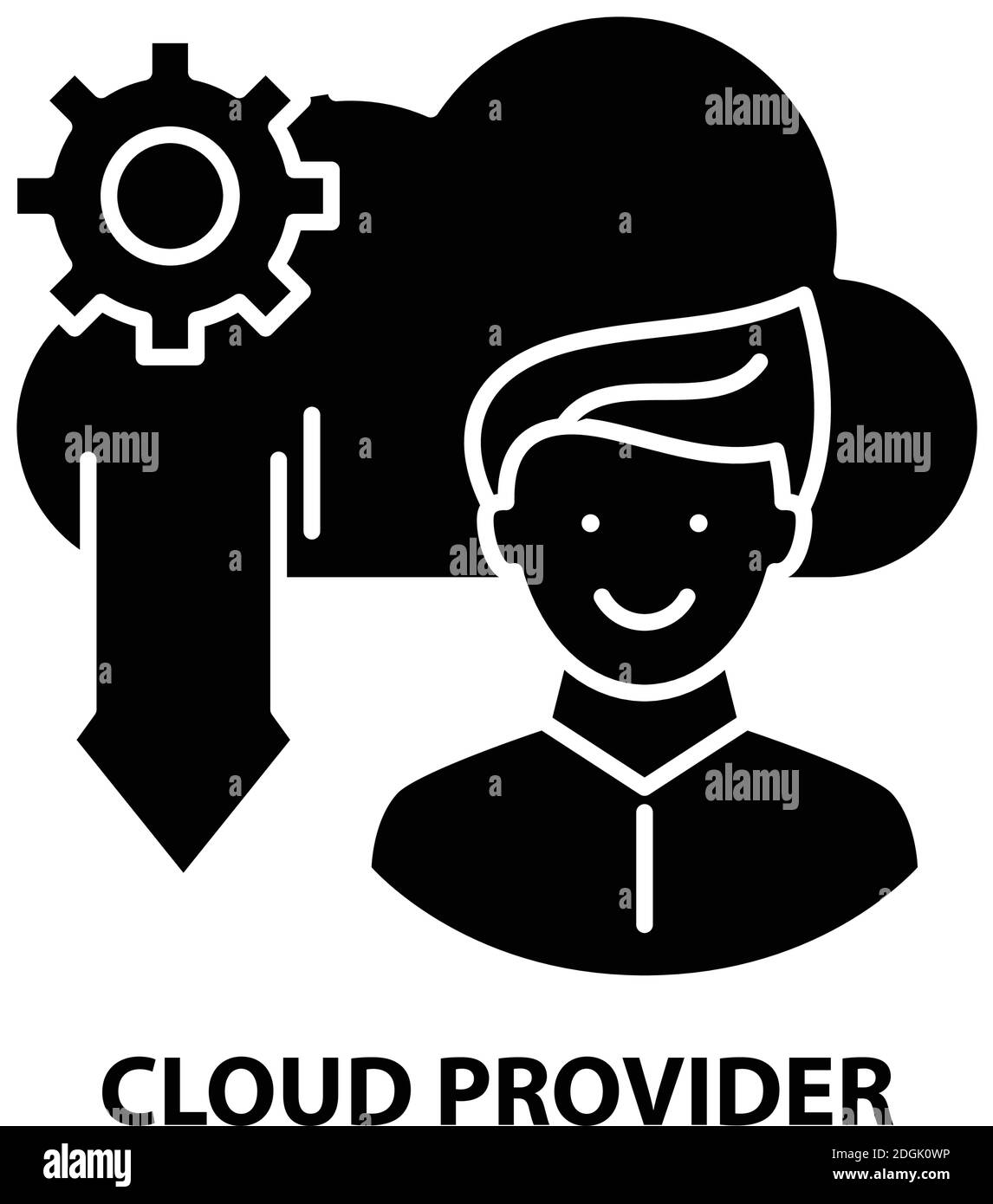 cloud provider icon, black vector sign with editable strokes, concept ...
