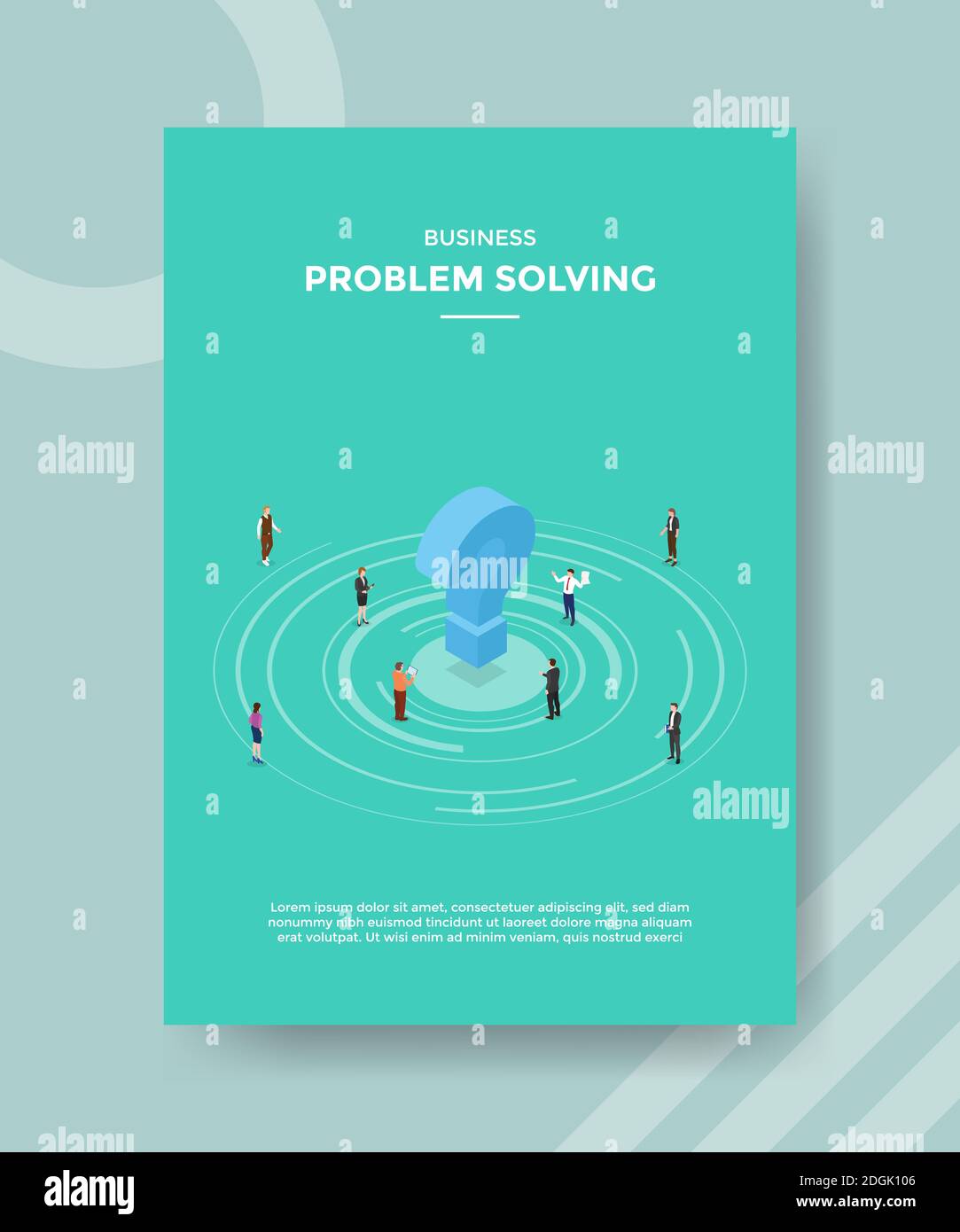 business problem solving people around question mark for template flyer ...