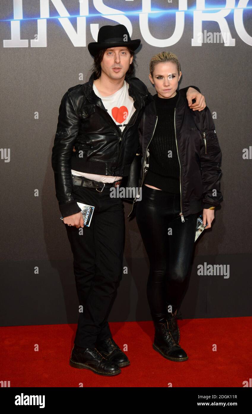 Carl Barat and Edie Langley arriving at the Insurgent World Premiere ...