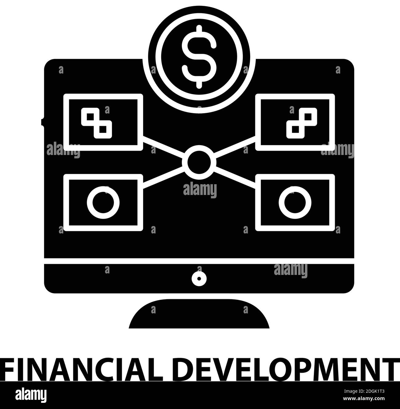 financial development icon, black vector sign with editable strokes ...