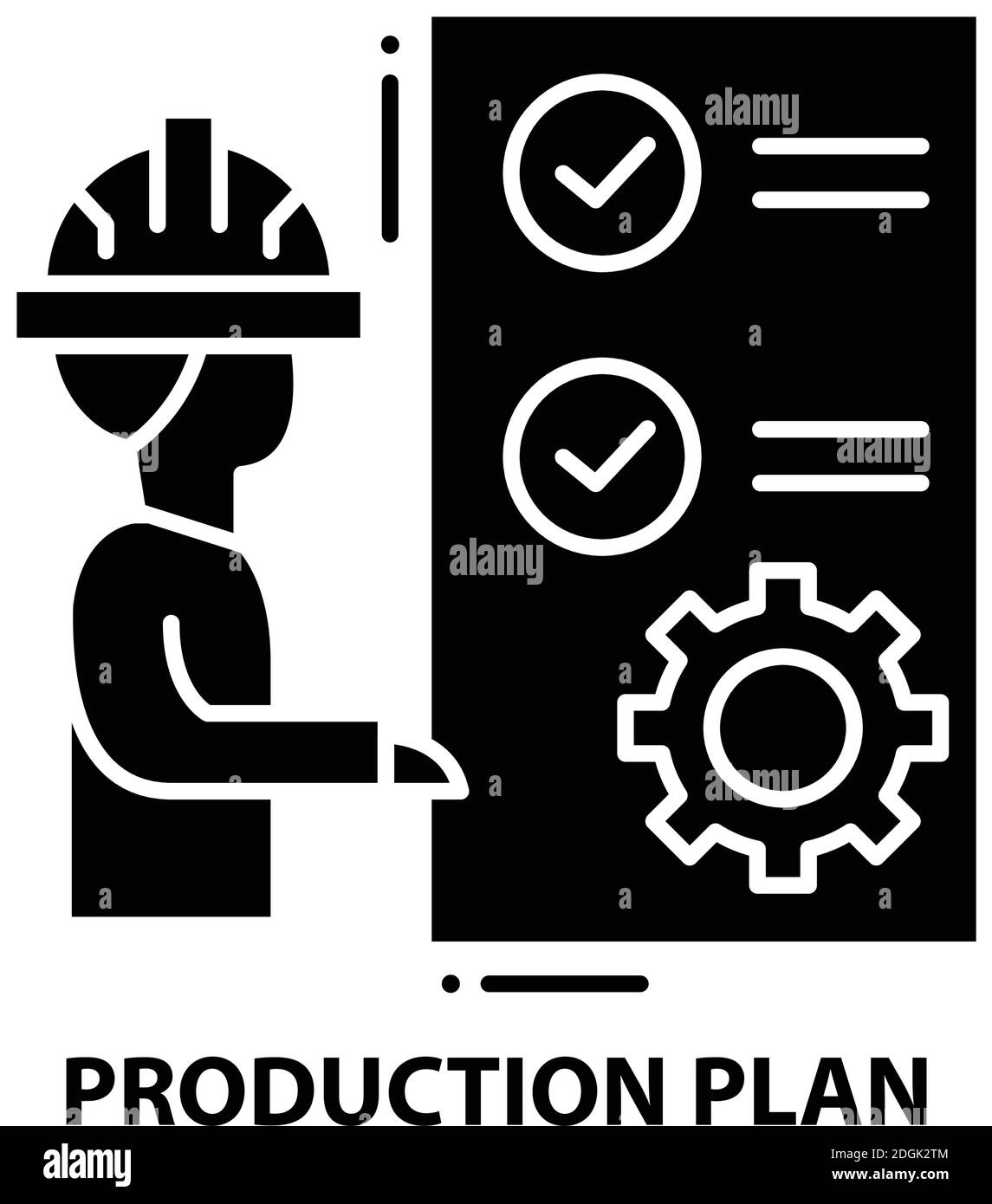 production plan icon, black vector sign with editable strokes, concept ...