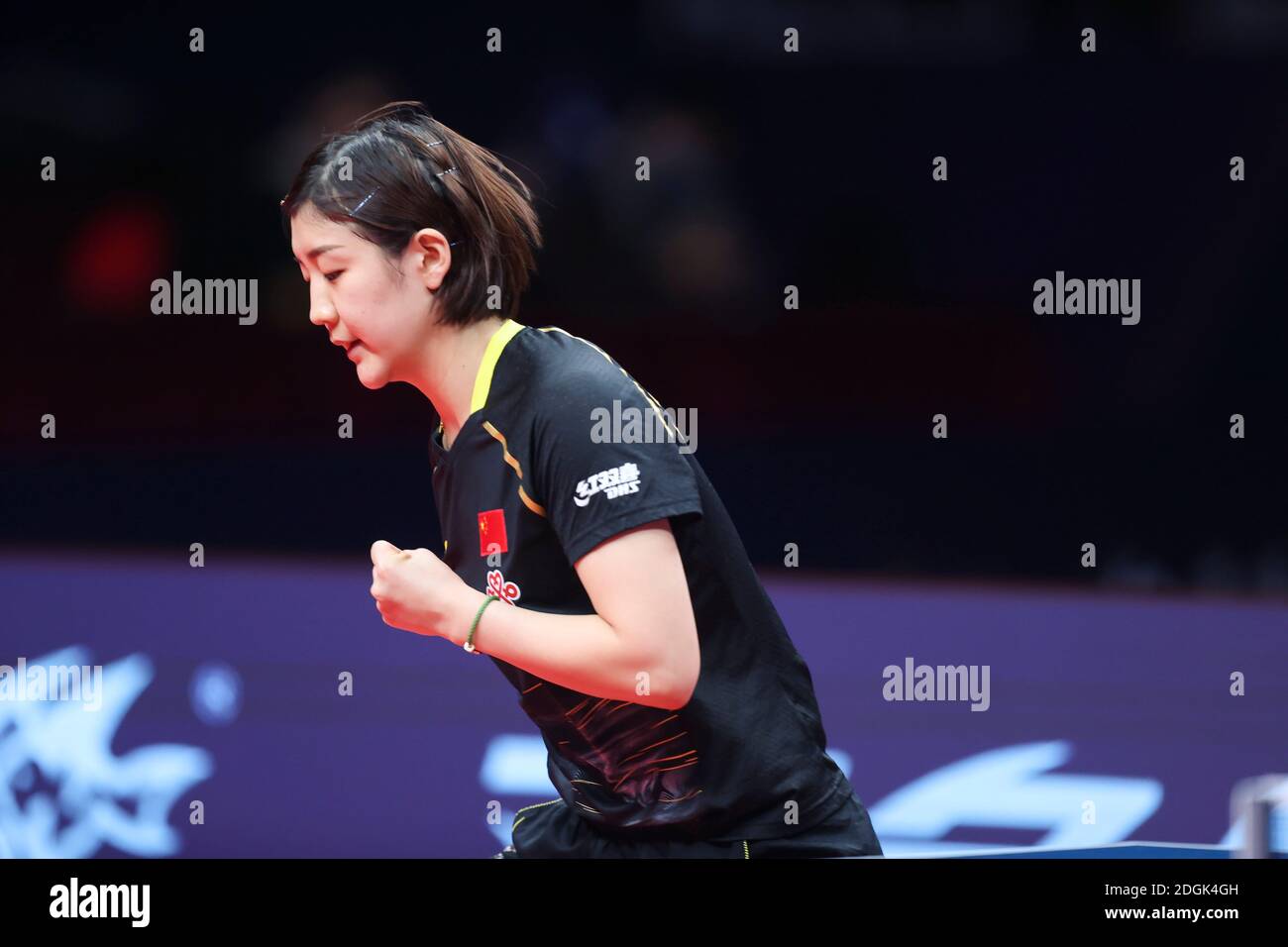 Chinese table tennis player Chen Meng plays against Chinese table ...