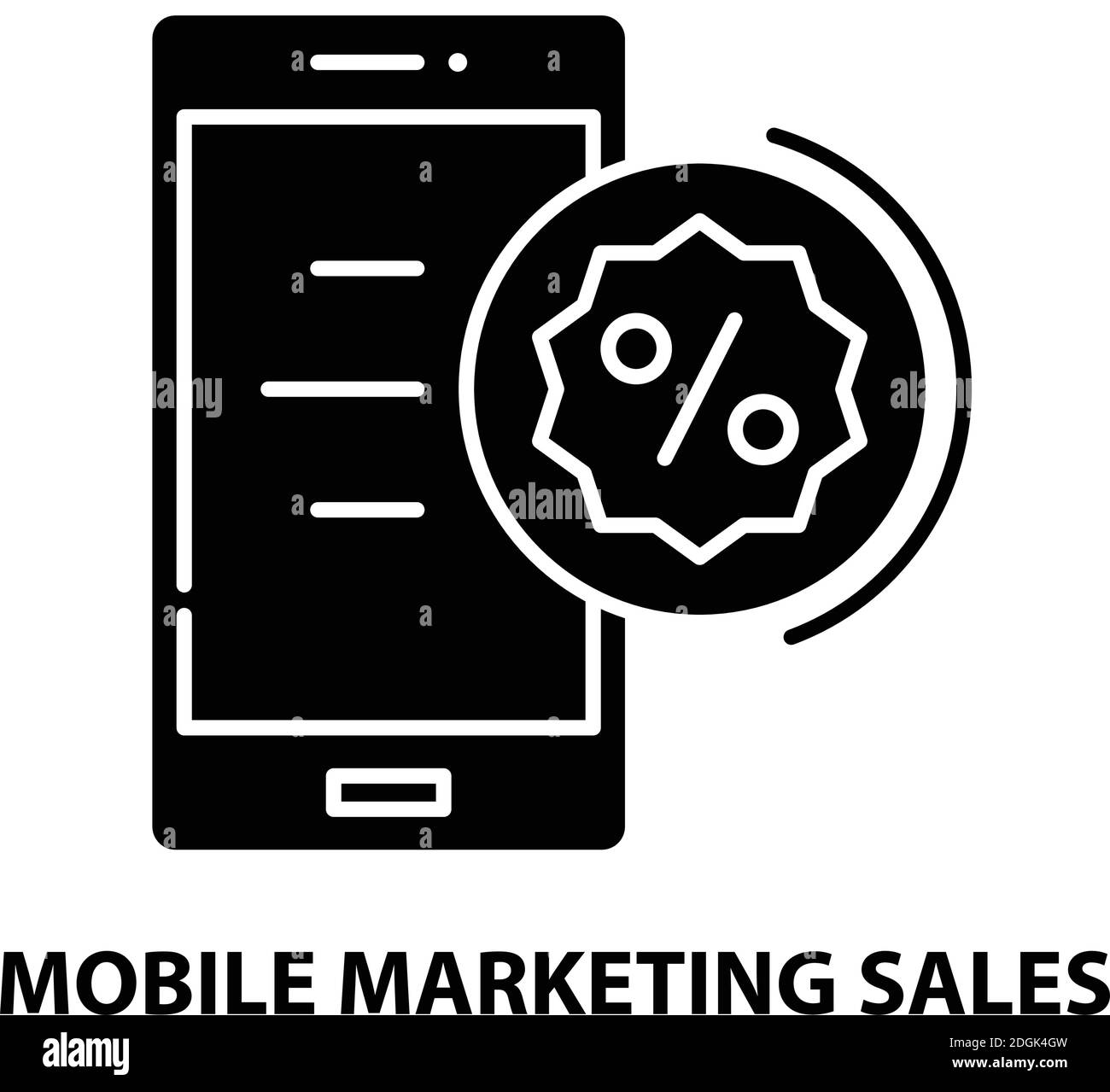 mobile marketing sales icon, black vector sign with editable strokes ...