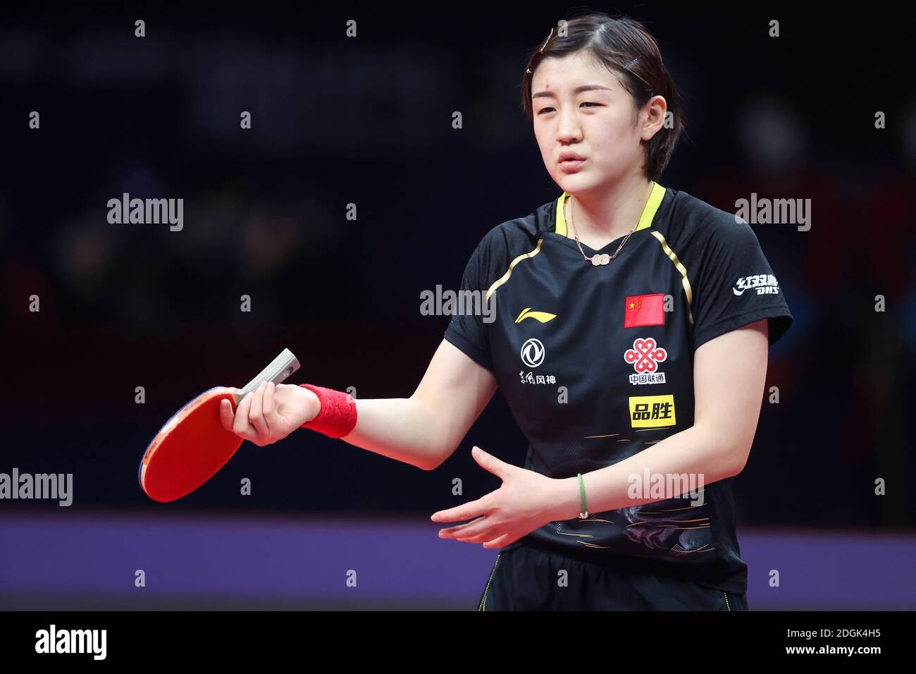 Chinese table tennis player Chen Meng plays against Chinese table ...