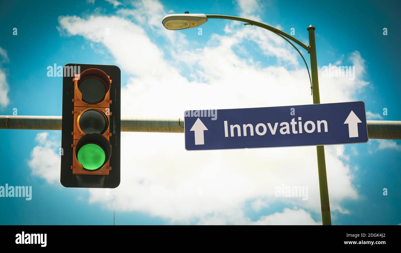 Street Sign to Innovation Stock Photo - Alamy