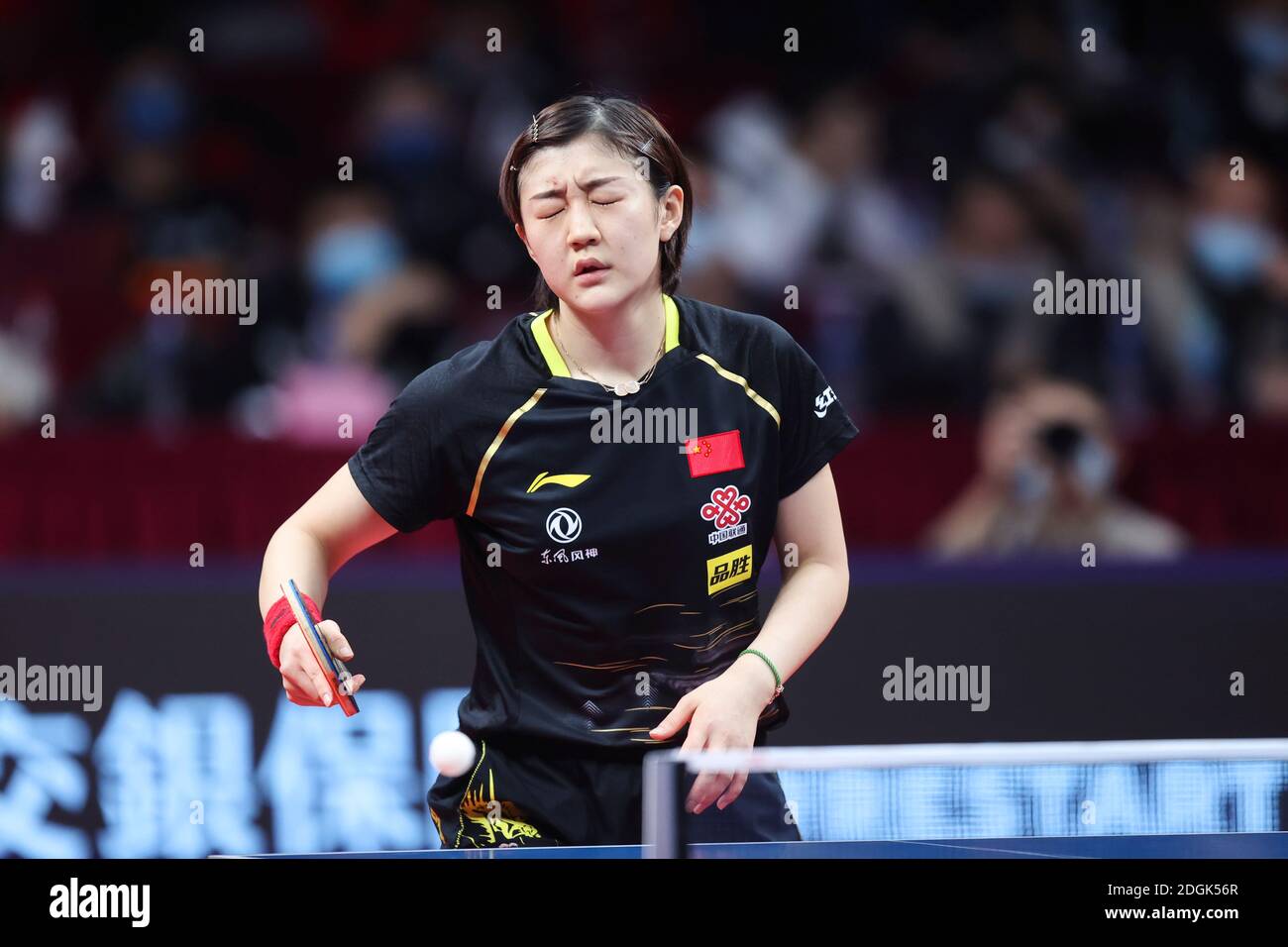 Chinese table tennis player Chen Meng plays against Chinese table ...
