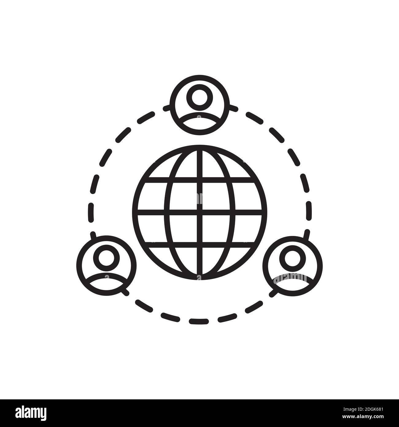 People network connection glyph outline icon vector global ...