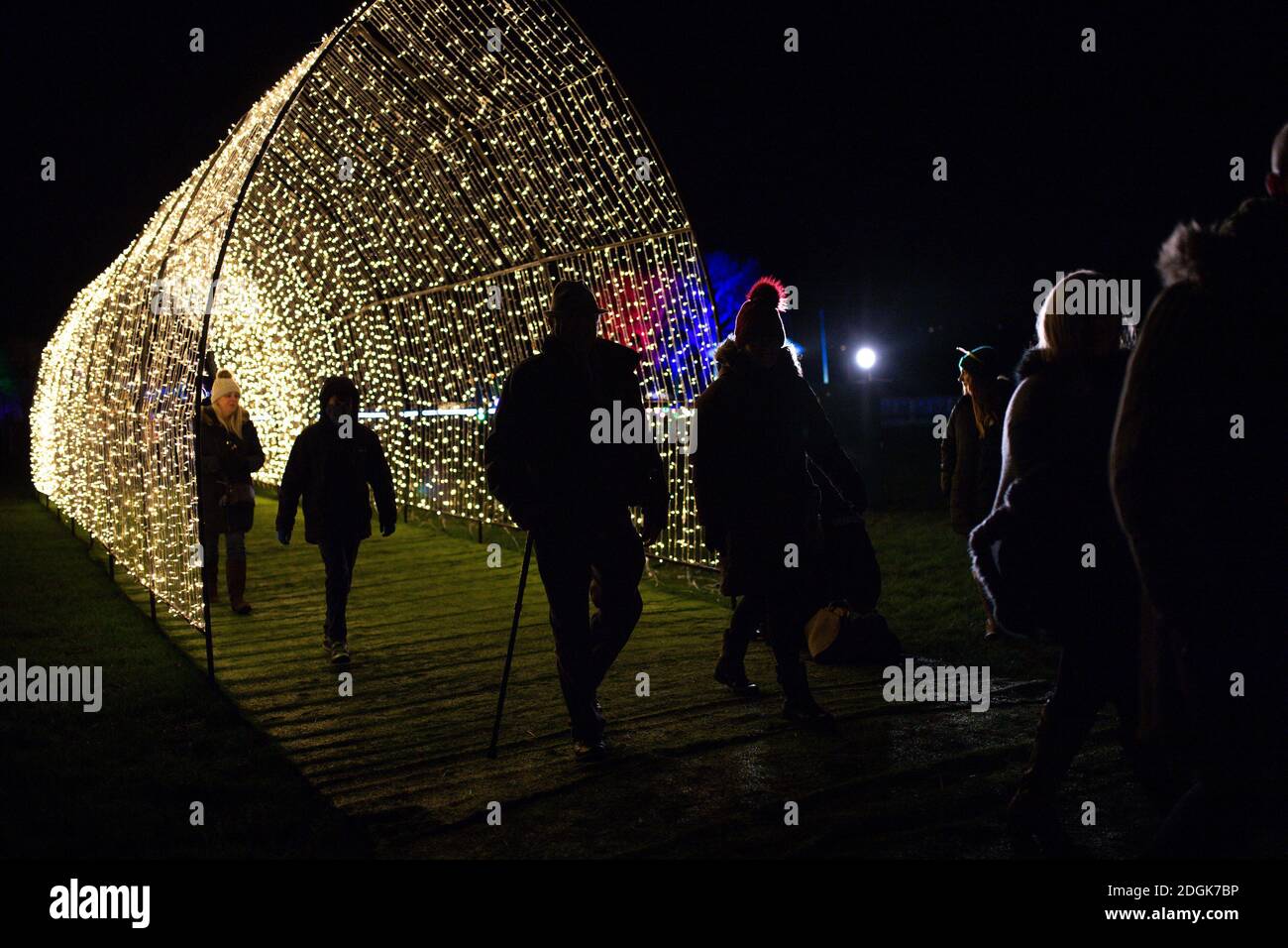 Visitors at the Malvern Winter Glow, a brand new festive illuminated ...