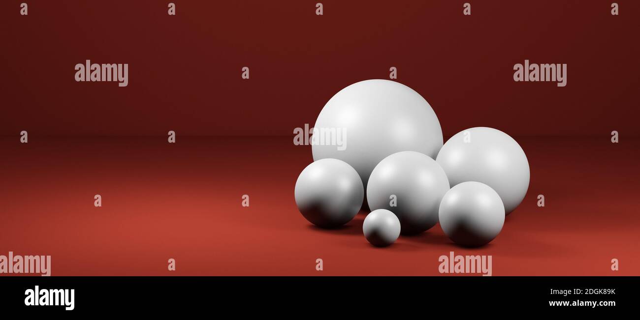 Abstract round spheres, globes or balls in realistic digital studio ...