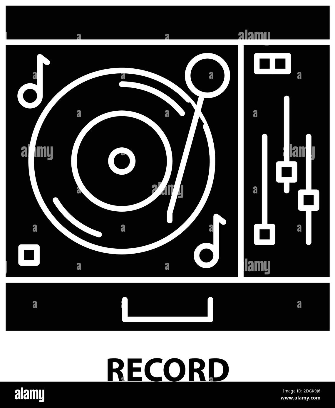 record icon, black vector sign with editable strokes, concept ...