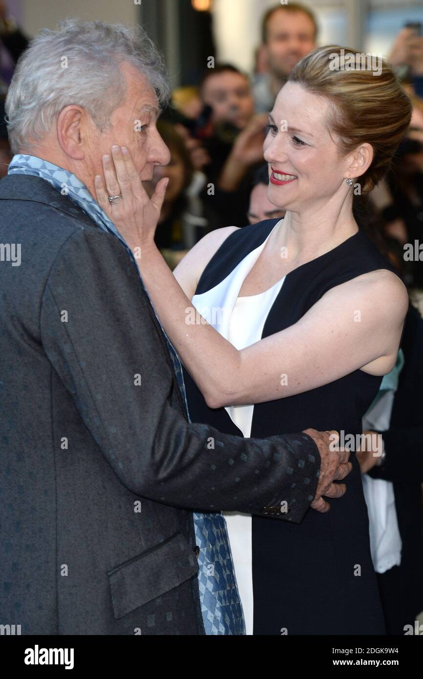 Sir Ian McKellen and Laura Linney attending the UK film Premiere of Mr ...