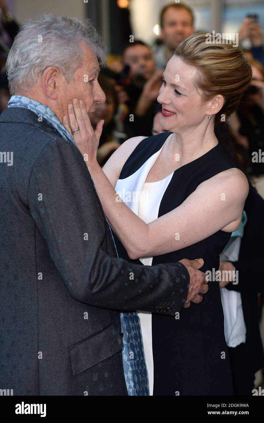 Sir Ian McKellen and Laura Linney attending the UK film Premiere of Mr ...