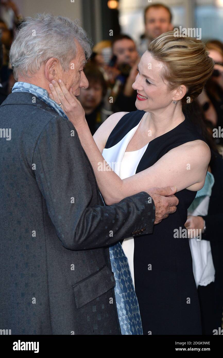 Sir Ian McKellen and Laura Linney attending the UK film Premiere of Mr ...