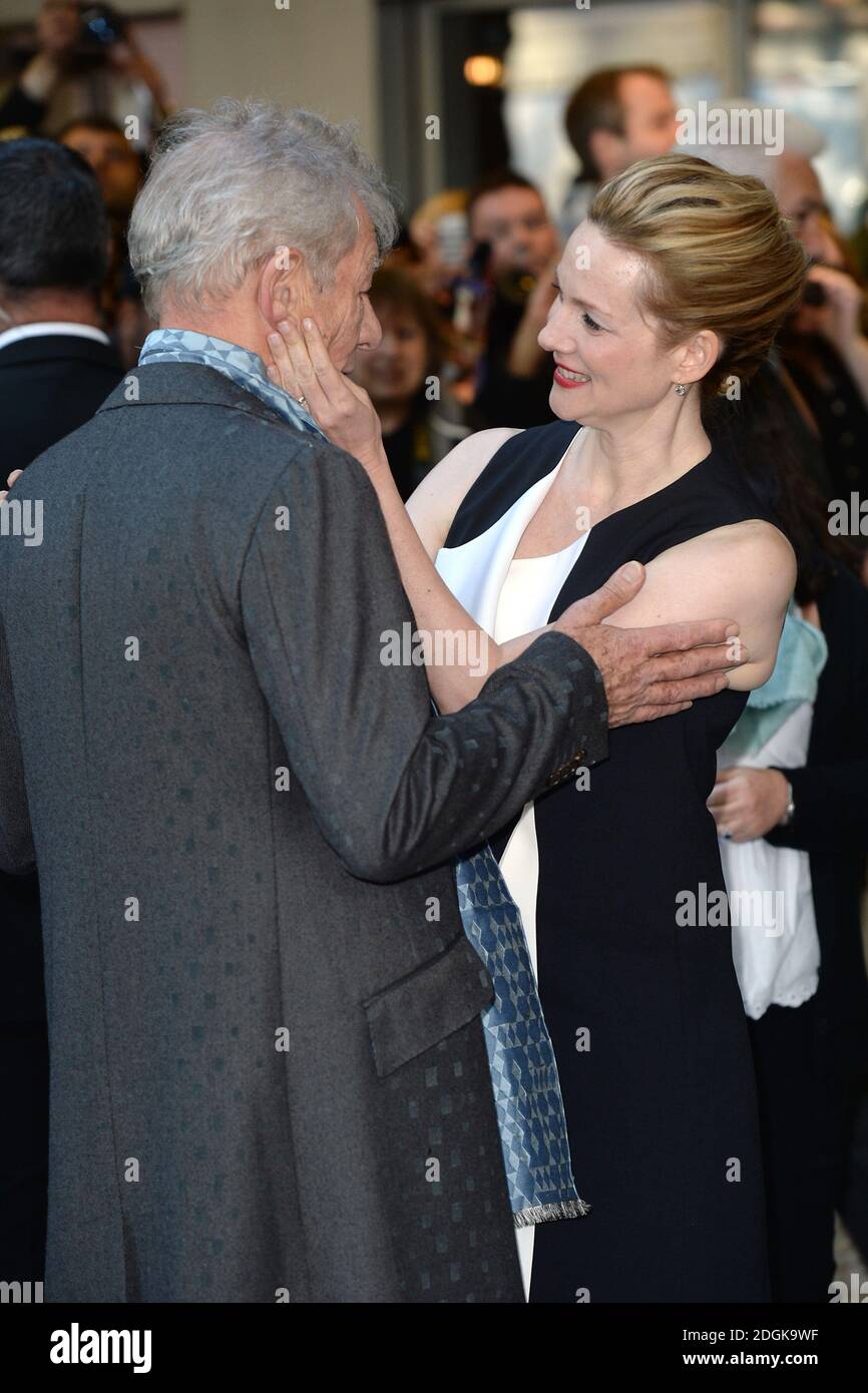 Sir Ian McKellen and Laura Linney attending the UK film Premiere of Mr ...