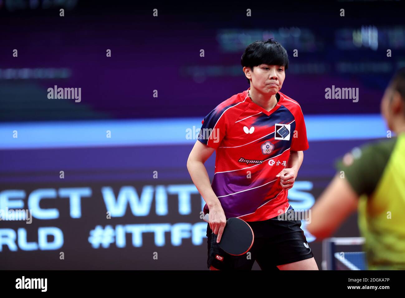Taiwanese table tennis player Cheng I-ching plays against Puerto Rican ...