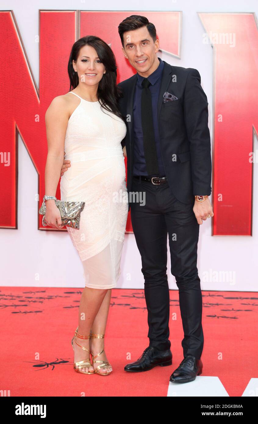 Russell Kane and Lindsey Cole arriving for the Ant-Man premiere, at the ...