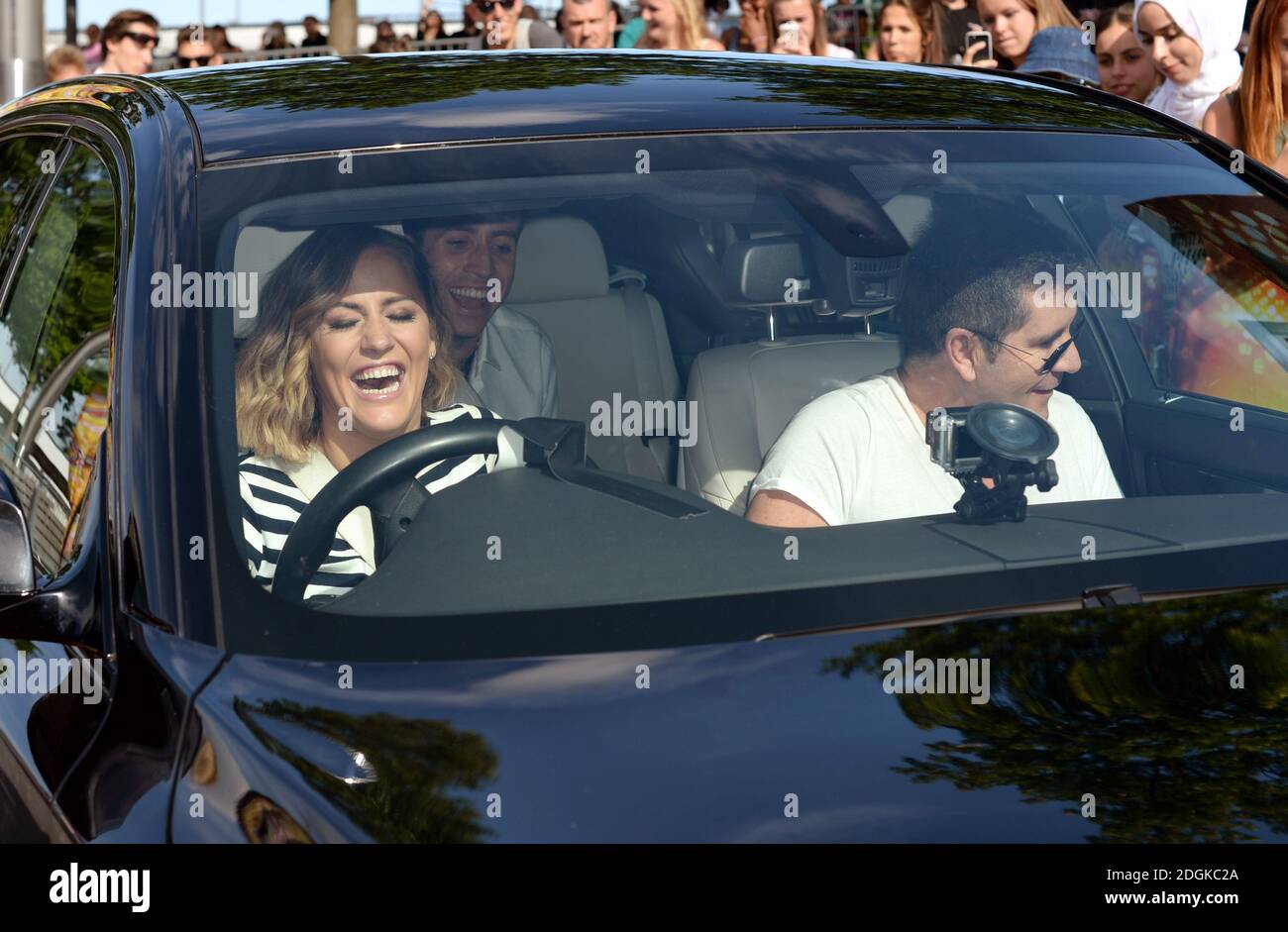 Caroline Flack, Nick Grimshaw and Simon Cowell arriving at the X Factor ...