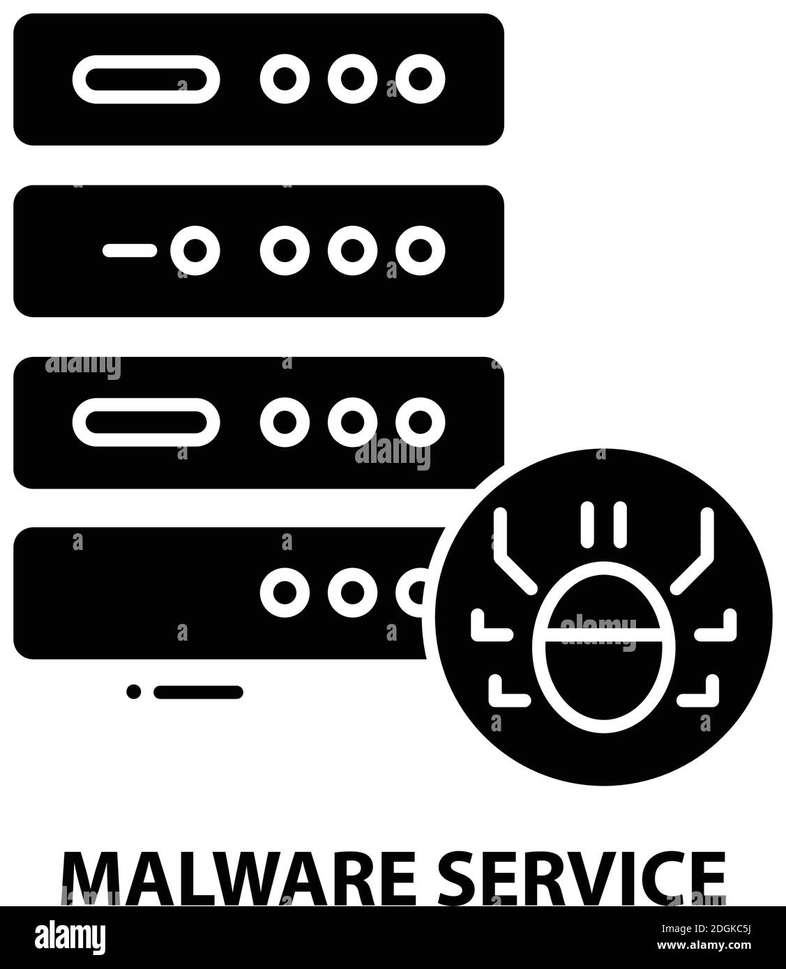 malware service icon, black vector sign with editable strokes, concept ...