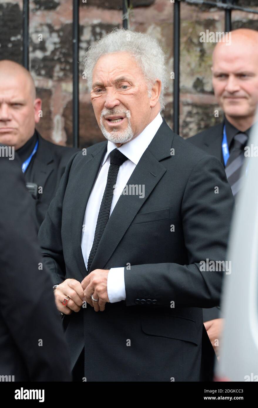 Sir Tom Jones arriving at the Funeral of Cilla Black, St Marys Church ...