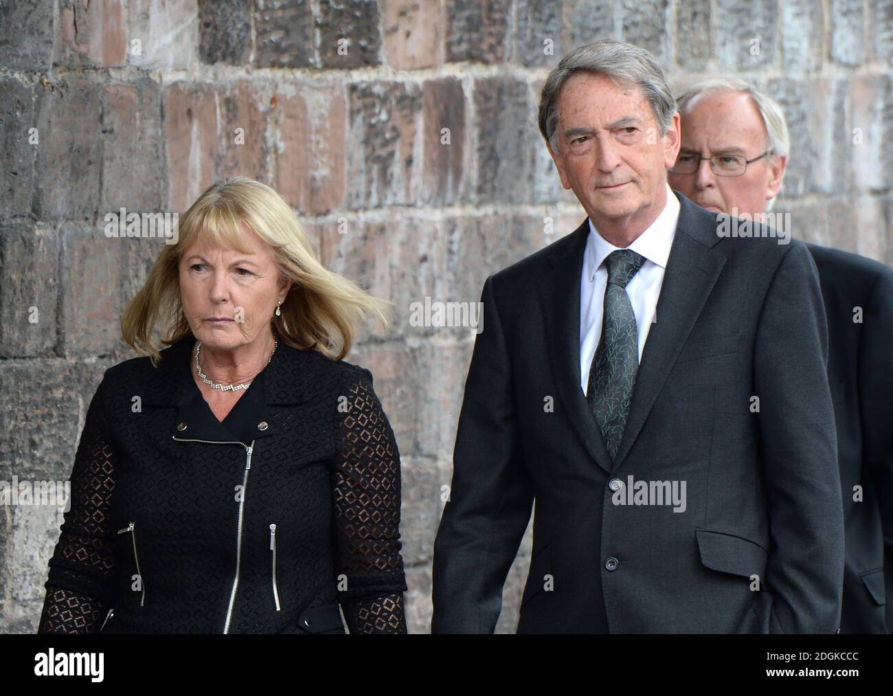 Gordon Burns and wife arriving at the Funeral of Cilla Black, St Marys ...